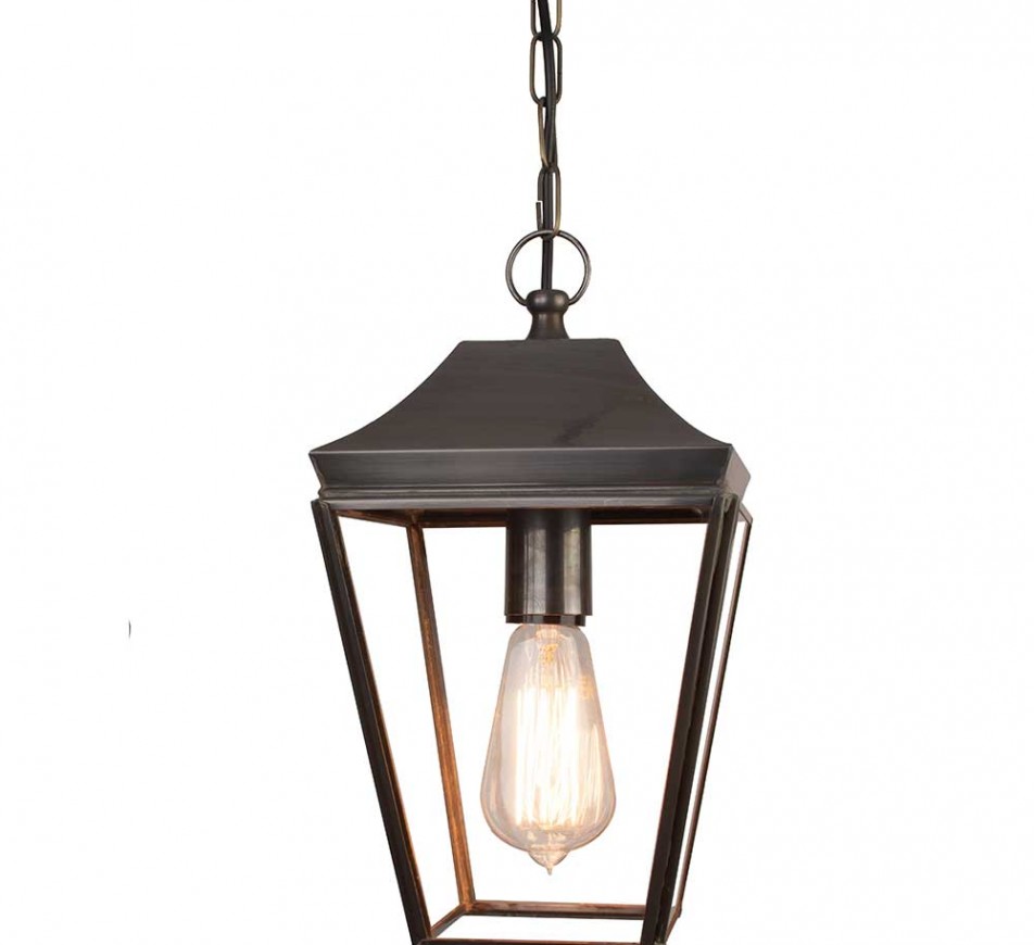 Kemble Hanging Lantern Small Outdoor Indoor Dark Antique Brass black